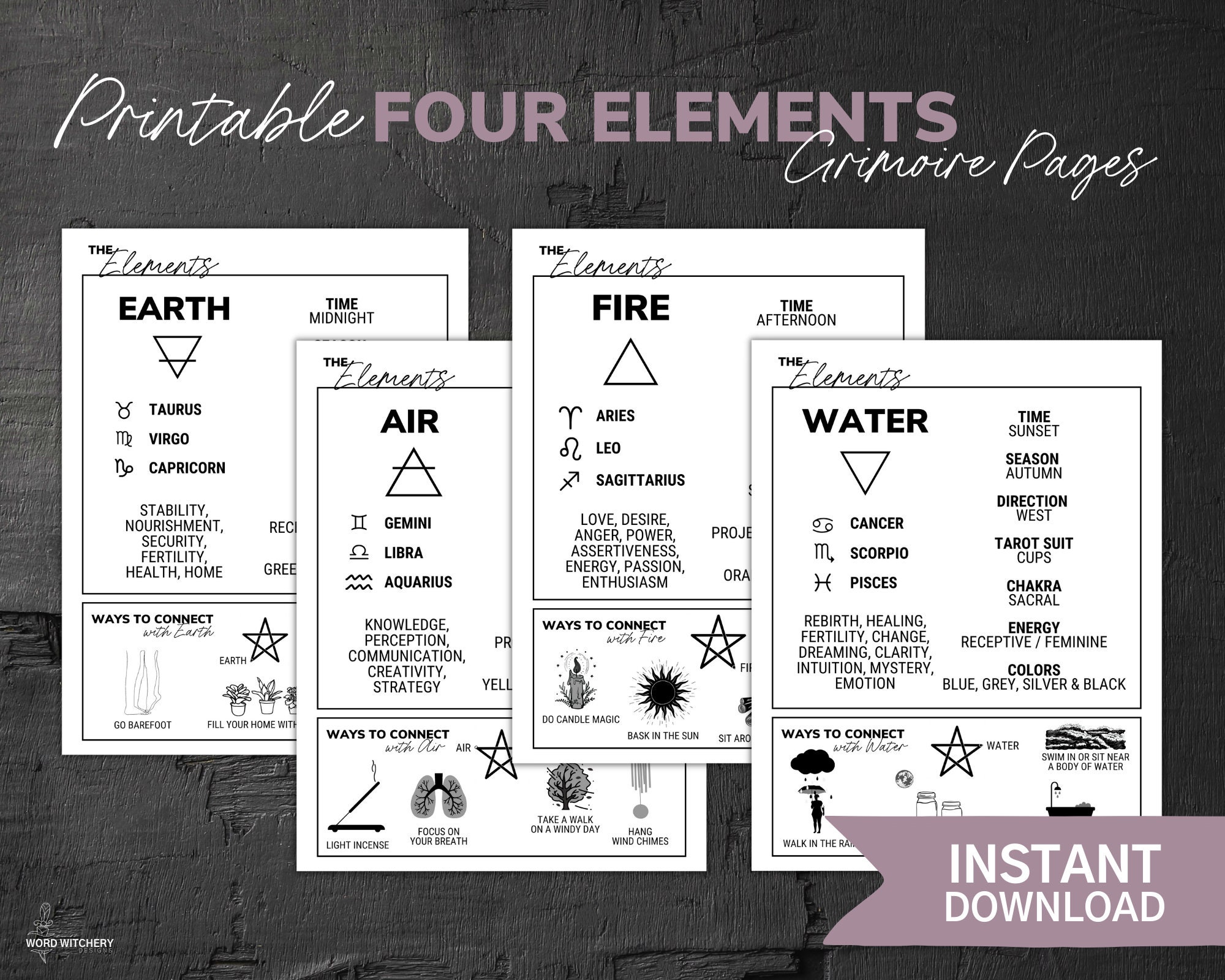 The Four Elements – Word Witchery Designs